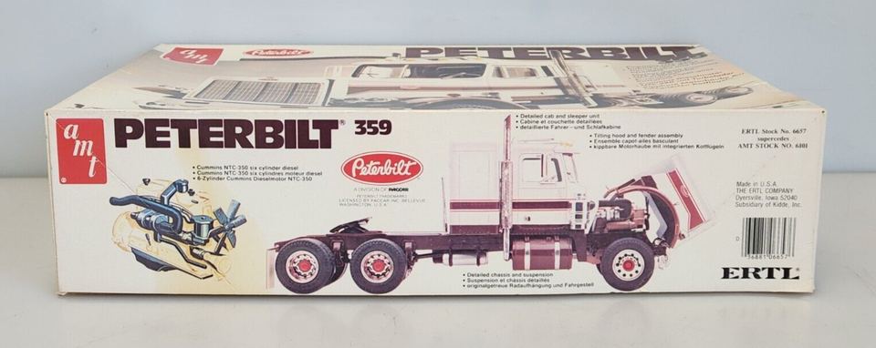1983 AMT Ertl Peterbilt 359 1/25 Scale Semi Truck Plastic Model Kit ...