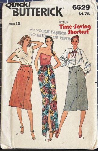 Vintage Butterick 6529 Skirt Size 12 Bonus Time Saving Shortcut Easy ...