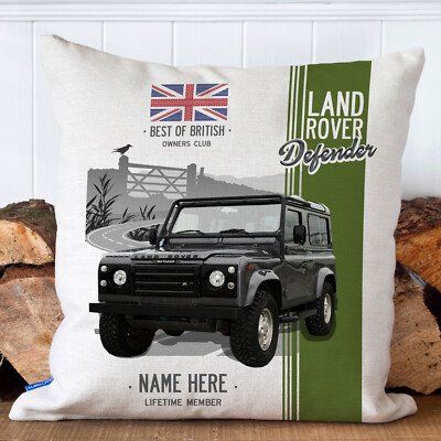 Personalised LAND ROVER Cushion Cover Defender British Classic Car Dad ...