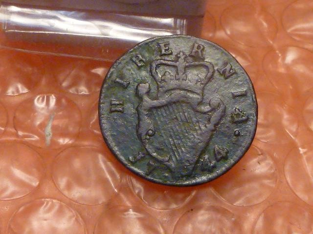 Original 1744 George II Colonial Times Hibernia Farthing Rare Date #3C ...