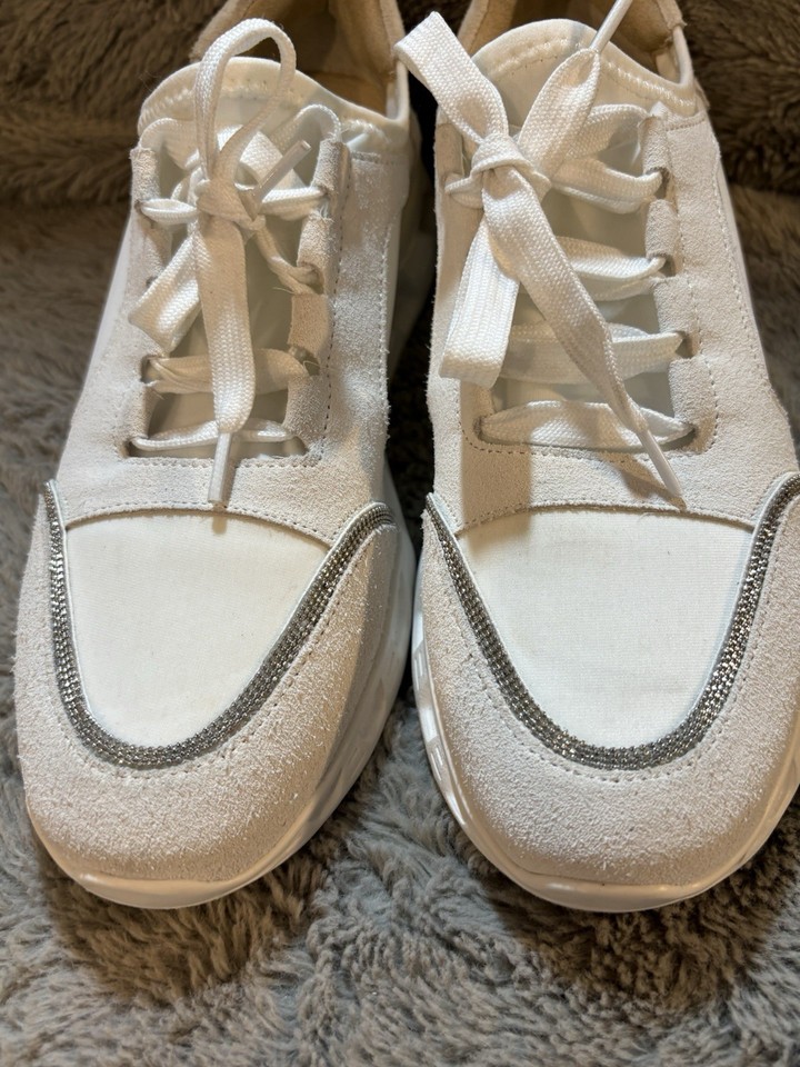 VANELi Womens Alyce Lace Up Sneakers Low Casual Shoes White Suede 6.5M | eBay