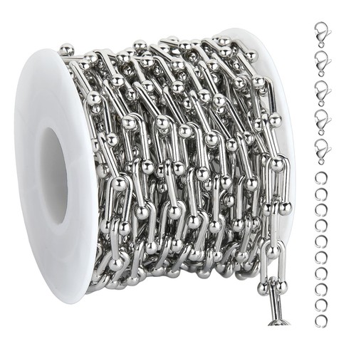 2 Yard Chain for Jewelry Making Chunky Stainless Steel U Shape Link ...