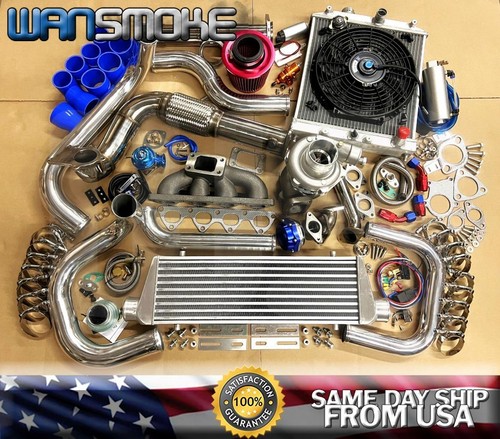 T3/T4 Turbo Kit Bolt-On AC Retain for Civic DX LX EX CX Sohc D15B D16A ...