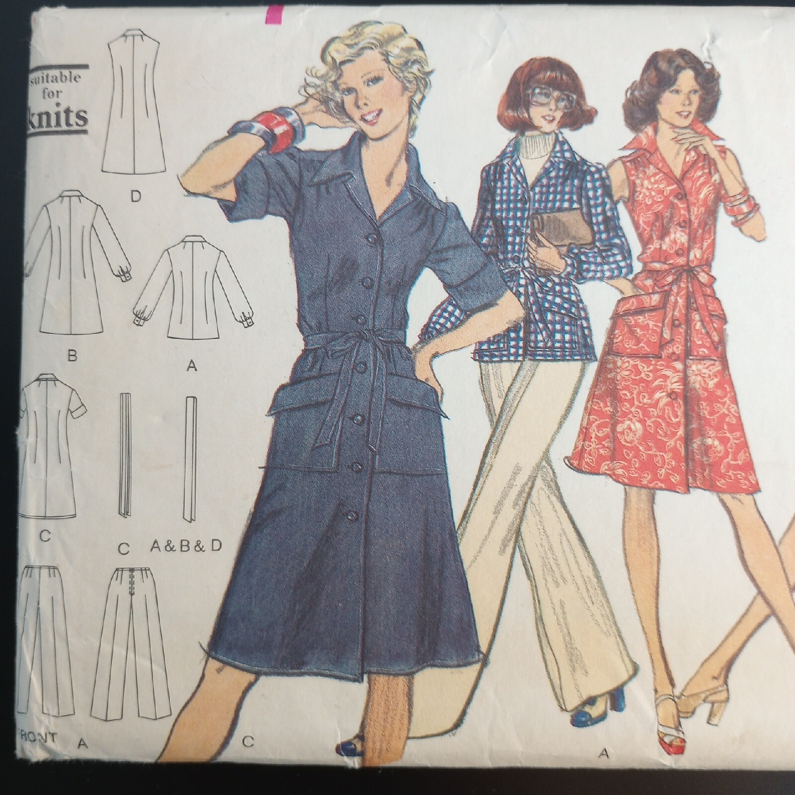 Vogue 8766 Pattern Misses' Button Down Dress Mid Knee Tunic Pants Sz 16 ...