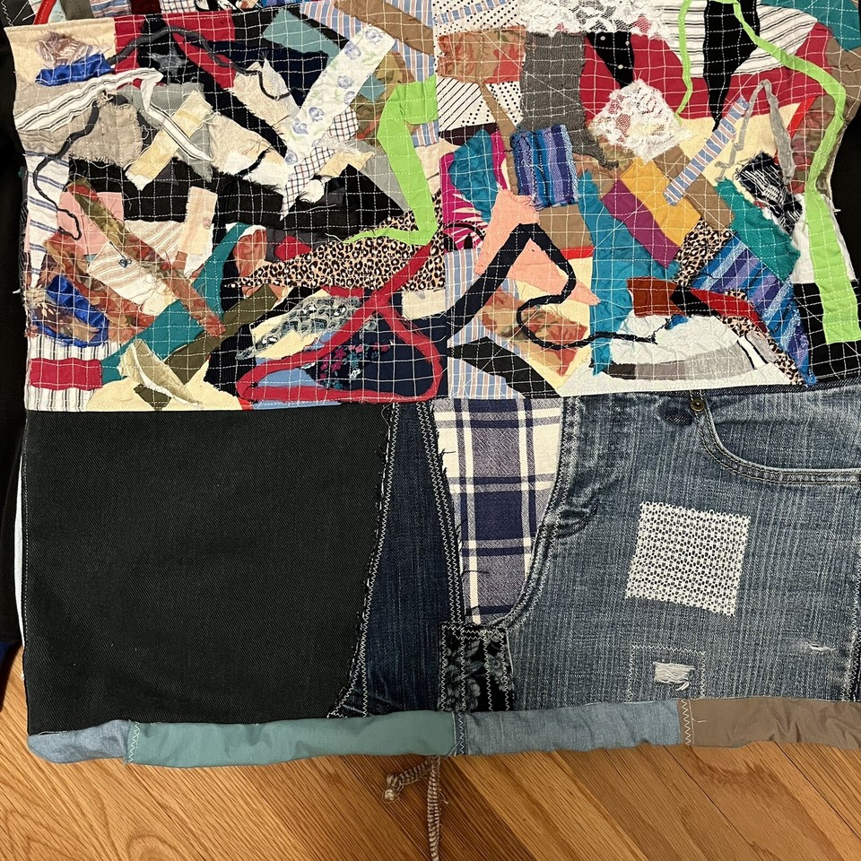 Upcycled Edgy Crazy Hoodie Sweatshirt Patchwork Fabric Scraps Frayed ...