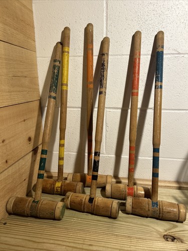 6 Vintage Croquet Set Wood Mallets 25” X 7” | eBay