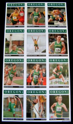 OREGON DUCKS TRACK TEAM 1999 UNCUT PEPSI CARD SET SHEET 12 ATHLETES ...