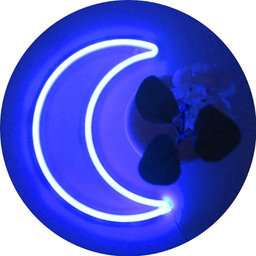 LED Blue Moon Neon Light, Cute Neon Moon Sign,Christmas Room Decor ...