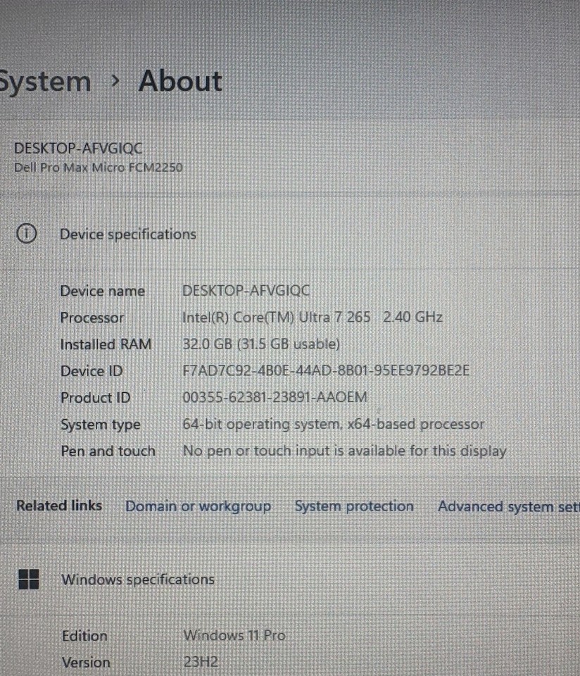 Dell Pro Max Micro Intel Core Ultra 7 - 32 GB RAM - 512 GB - Nvidia RTX ...