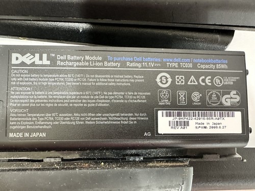 Lot of 7 Dell Laptop Batteries TC030 11.1Vdc 85Wh From a D630 | eBay