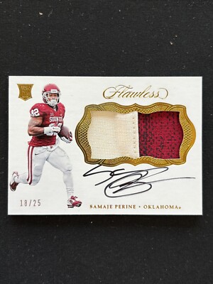 Samaje Perine 2017 Flawless Gold Auto Autograph Patch RC Oklahoma ...