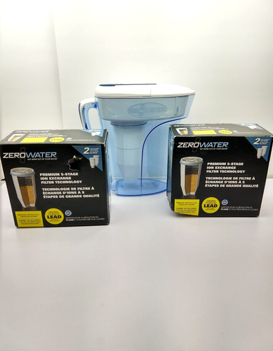 ZeroWater Quick Fill Ready-Pour 12 Cups Water Filtration Pitcher W/4 ...