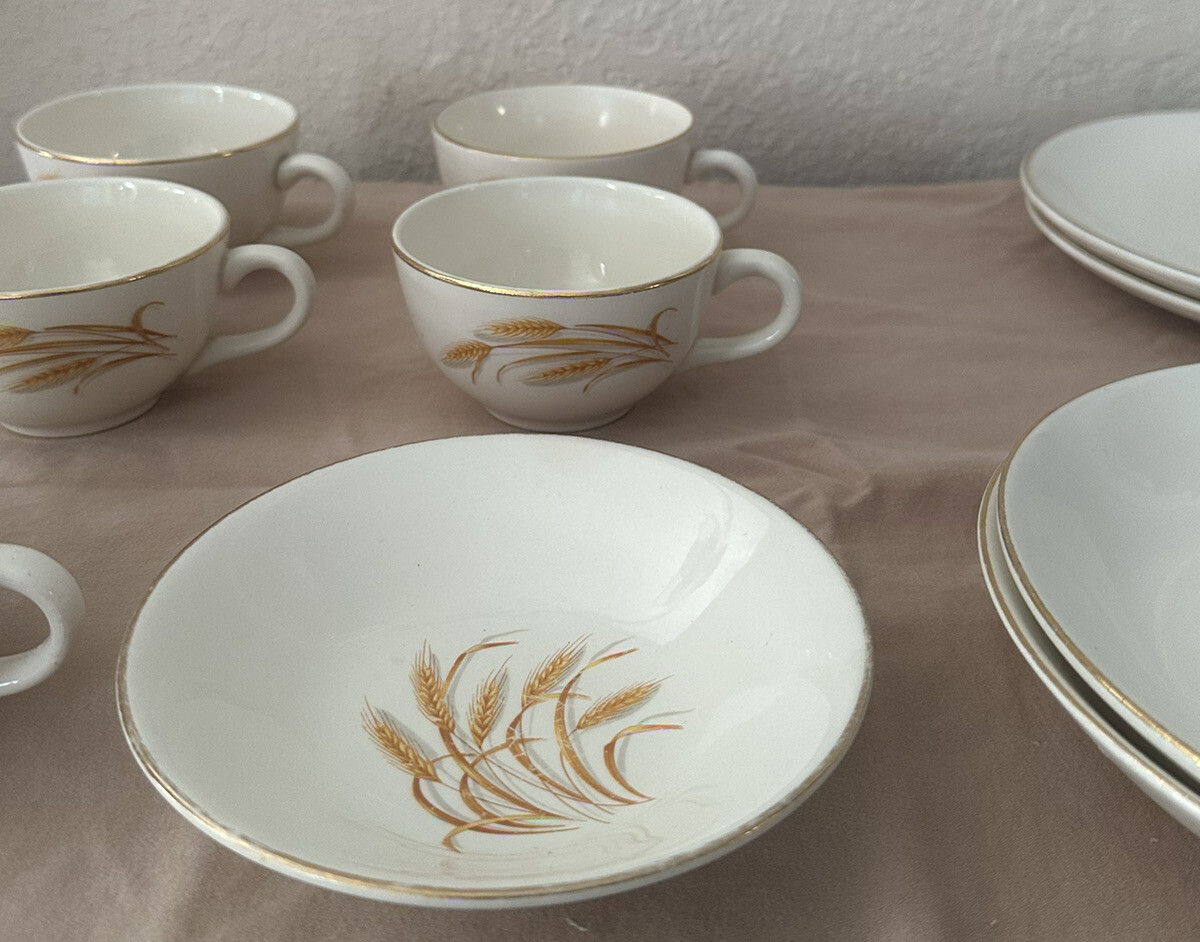 Vintage Golden Wheat Pattern 22K Gold Dinner Set Homer Laughlin Dishes ...