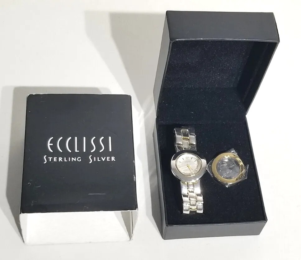Ecclissi Watch 925 Sterling Silver Gold Tone Reversible Band 32250 ...