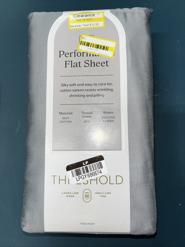 Full 400 Thread Count Performance Flat Sheet Classic Gray - Threshold ...