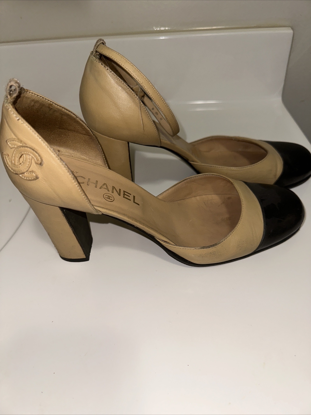 Auth Chanel Cap Toe Mary Jane Pumps Preowned Missing … - Gem
