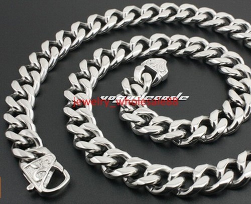 9mm 24'' Men's Gifts Stainless Steel Cowboy Curb Link-chain Necklace ...