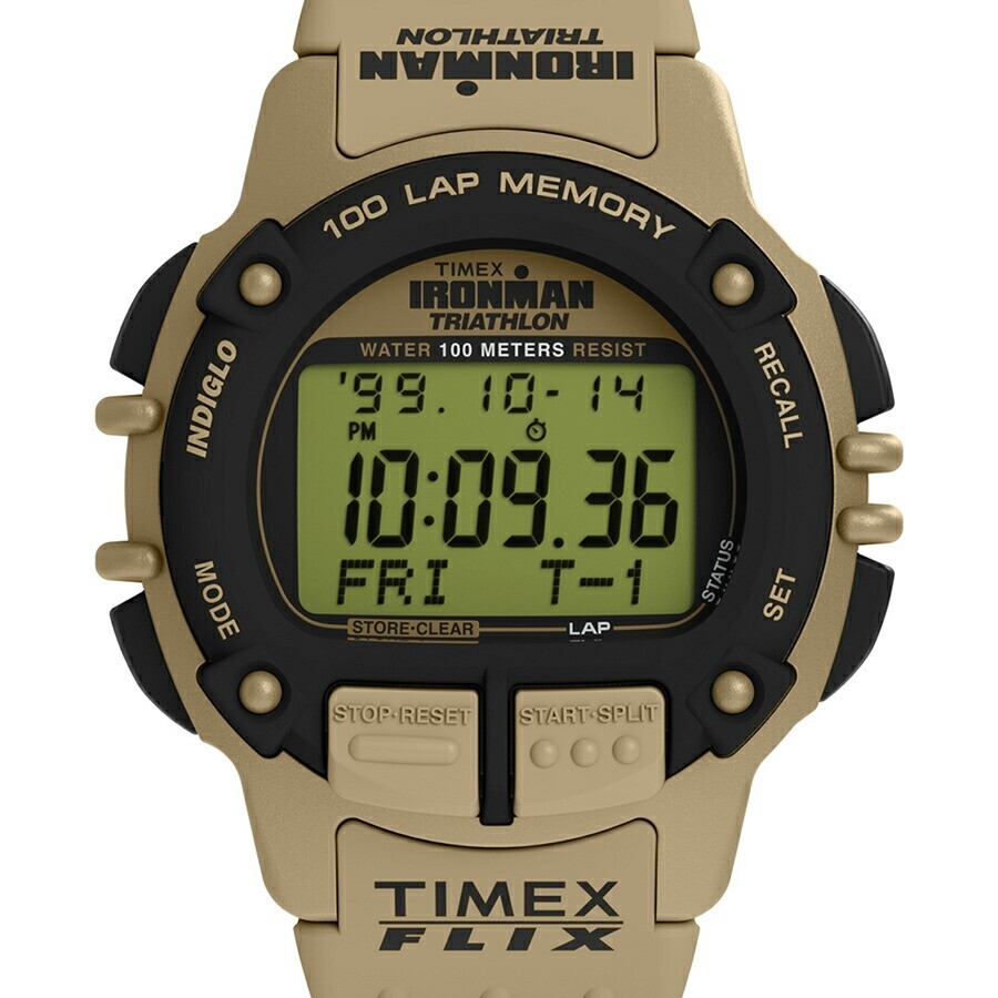 Timex Flix TW5M63100 Ironman Quartz Men's Watch Yellow Dial Digital ...