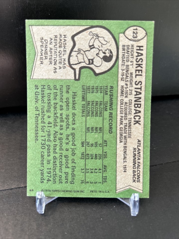 1978 Topps Football Haskel Stanback Atlanta Falcons #123 | eBay