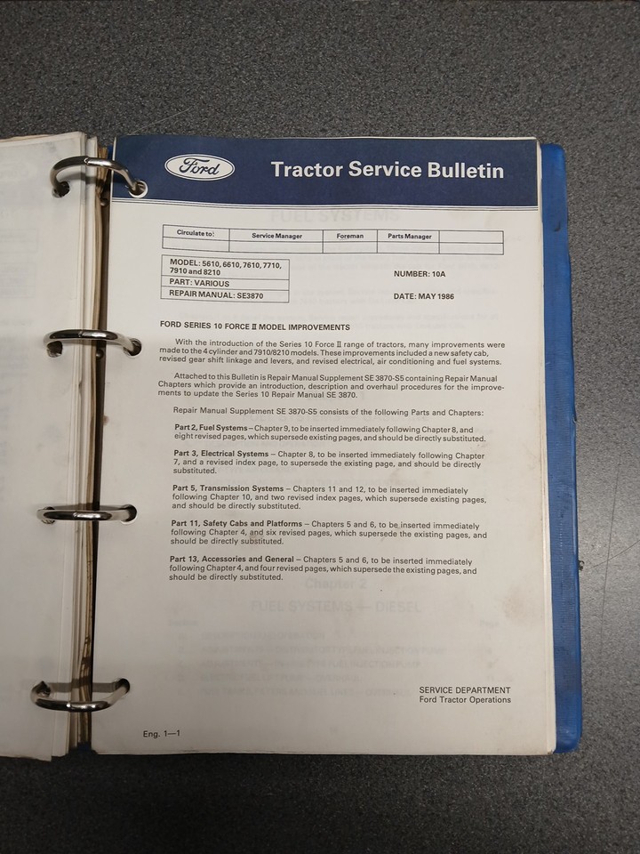 Ford 5610-8210 Hydraulic System Link Adjustment Book - Ex Ernest Doe ...