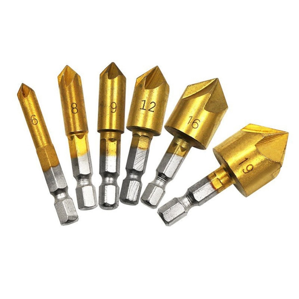 6-19mm Drill Countersink Tool Bit Set 1/4'' Hex Shank Counter Sink ...