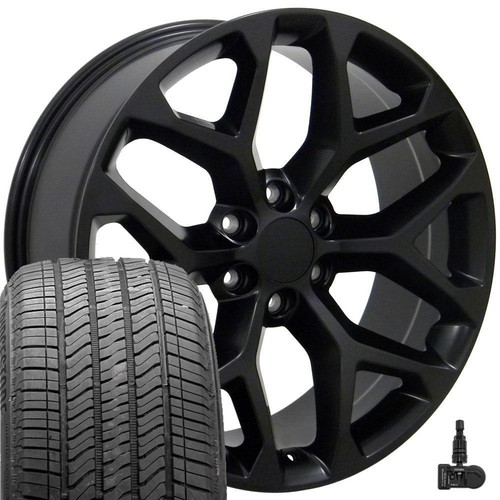 22 inch Satin Black Ck156 Rims 275/50r22 Tires TPMS SET Fit Silverado ...