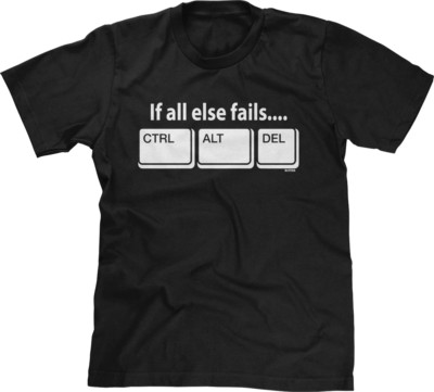 If All Else Fails Ctrl Alt Del Computer Restart Joke Funny Humor Mens ...