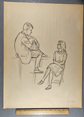 ORIGINAL STUDIO CHARCOAL SKETCH ROBERT & FEMALE , ROBERT KARSTEN, YORK ...