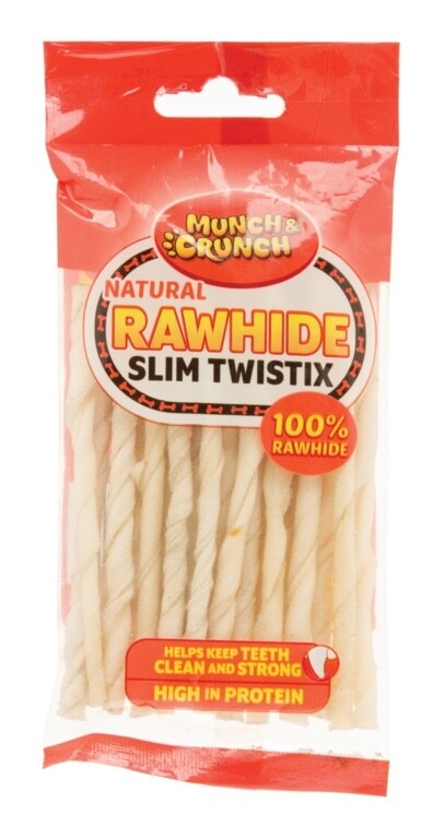 Munch & Crunch Dog Natural Rawhide Twist Sticks Treat Healthy Clean ...
