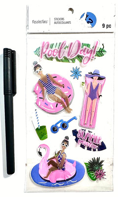 Puffy Pool Day Summer Float Stickers Scrapbooking Paper Card ...