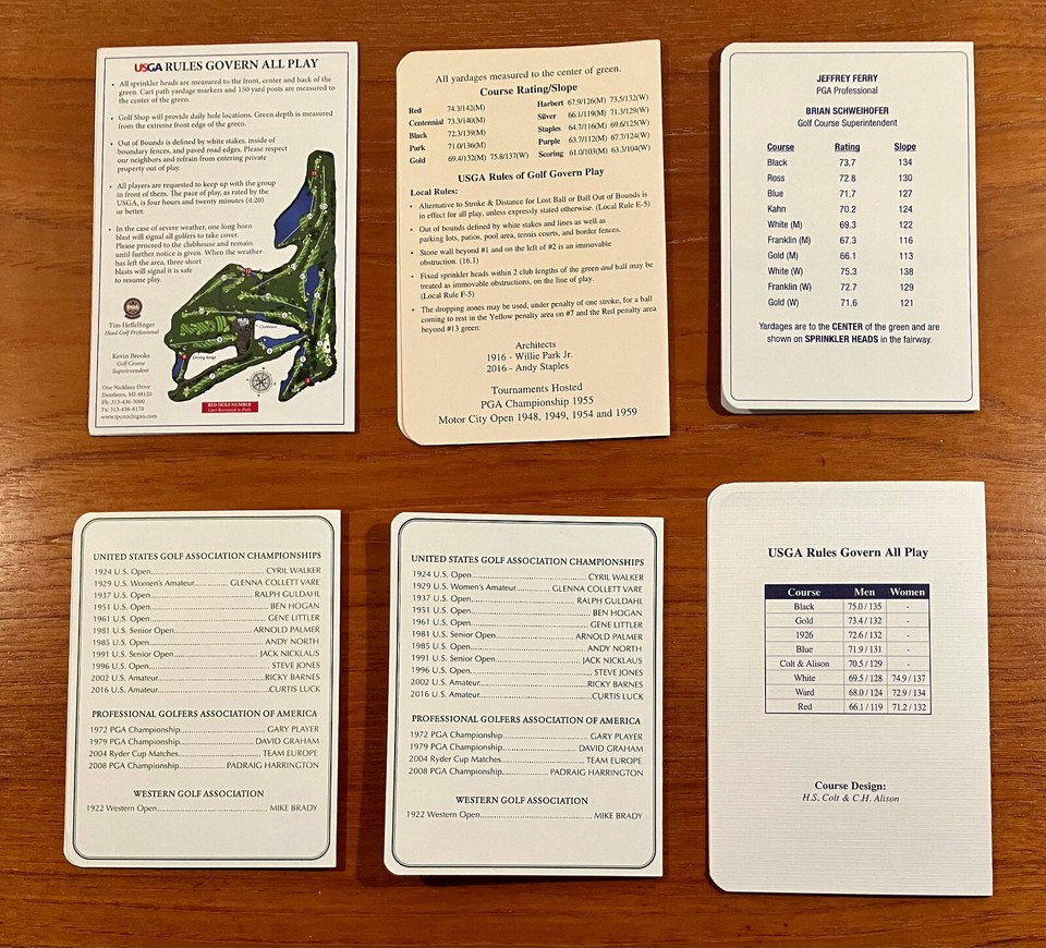 Six Oakland Hills Meadowbrook Franklin Orchard CC TPC (Michigan) Golf ...