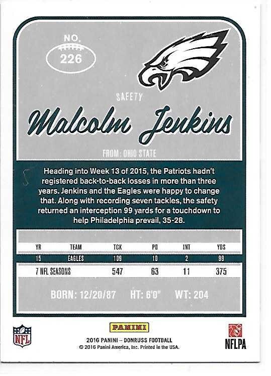 2016 Donruss Football Press Proofs Red Malcolm Jenkins Eagles | eBay