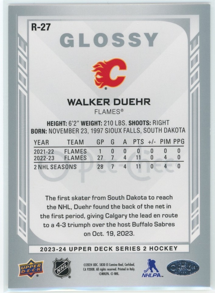 WALKER DUEHR 2023-24 UD SILVER GLOSSY #R-27 QTY | eBay