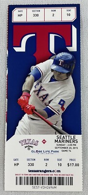 MLB 2015 09/20 Seattle Mariners at Texas Rangers Ticket-Felix Hernandez ...