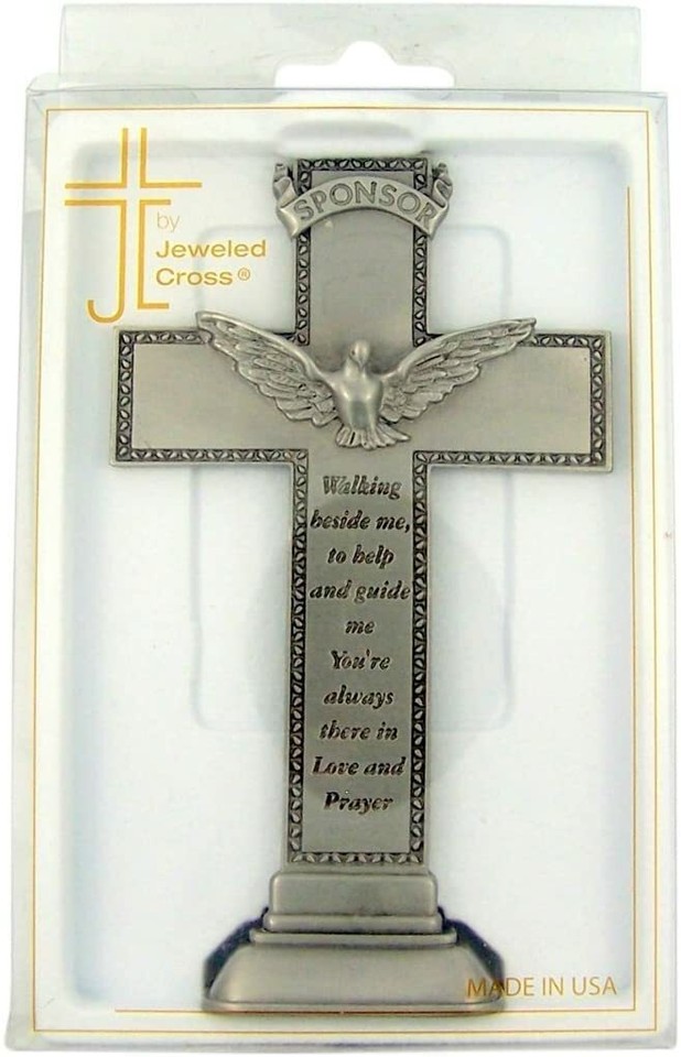 Confirmation Cross Pewter Standing with Holy Spirit Dove for Sponsor, 5 ...