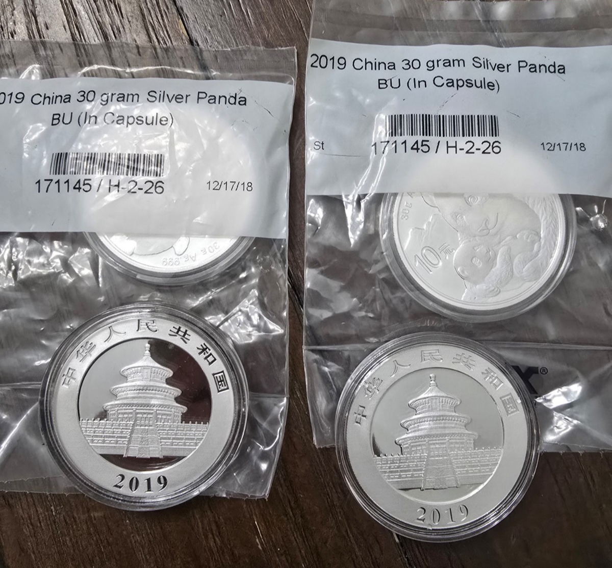 2019 China 30 gram Silver Panda BU Coin (In Capsule) (4 coins) | eBay