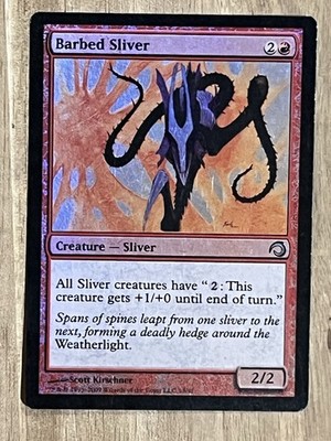 MTG Magic Card Barbed Sliver Foil 15/41 PDS Premium Deck Series Lightly ...