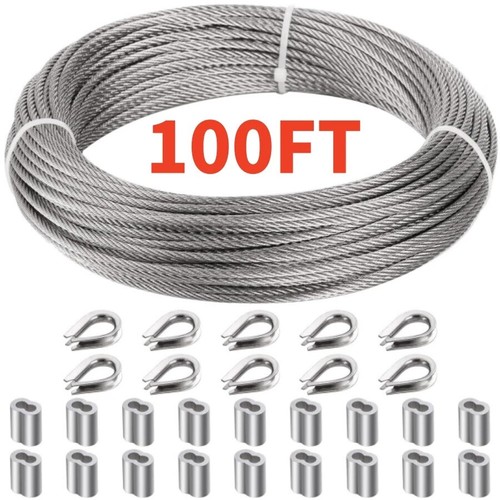 1/8,7x7 100FT Stainless Steel Cable Wire Rope Aircraft Cable Railing ...