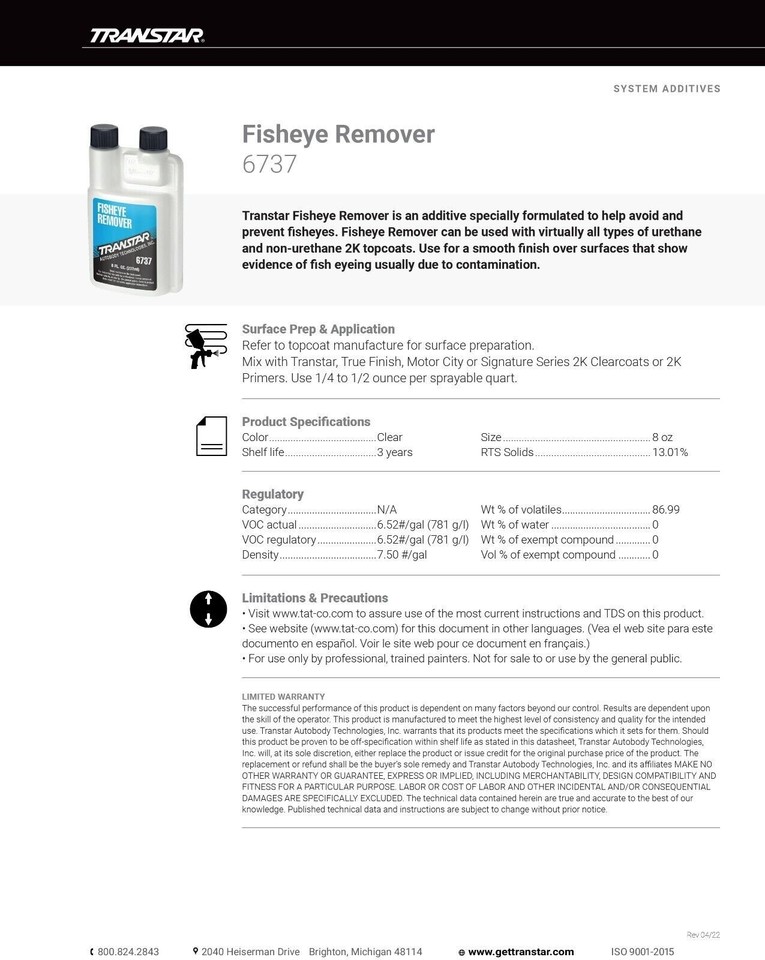 Transtar 6737 Fisheye Remover 8 Oz Bottle - FREE SHIPPING! | eBay