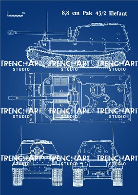 Elefant Tank Poster WW2 German wehrmacht patent print military ...