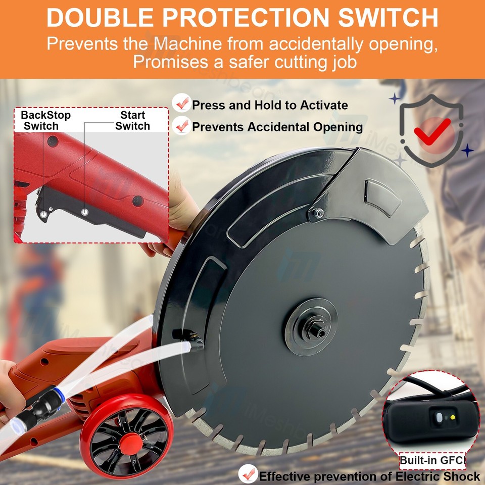 16'' Electric Concrete Saw Wet/Dry Saw Cutter with Water Pump and Blade ...