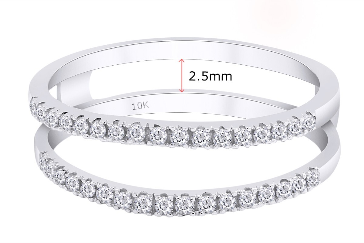 1/4ct Natural Round Diamond Enhancer Engagement Ring Wrap 10K White ...