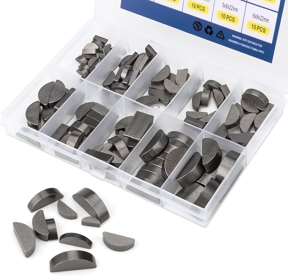 120pcs Woodruff Key Assortment Kit 10 Sizes Half Moon Shaft Crank ...