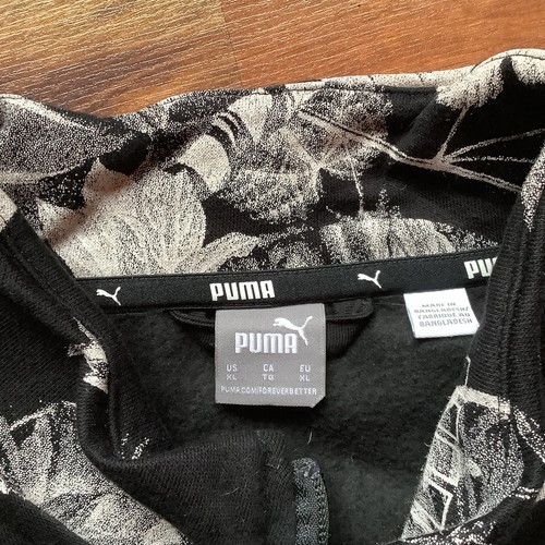Puma Size XL Black White Patterned Fleece Lined Bomber Style Zip Jacket ...
