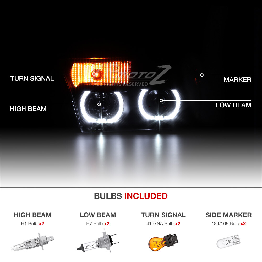 For 07-13 Toyota Tundra [TRD STYLE] Angel Eye LED DRL Headlights ...