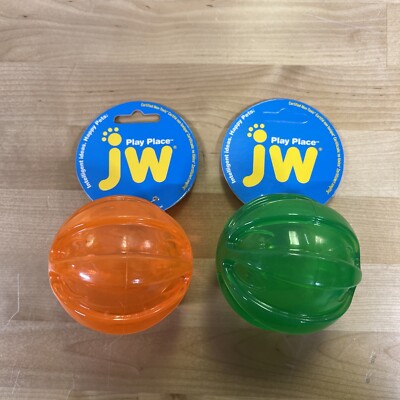 JW Playplace Squeaky Ball Medium Orange/Green LOT OF 2 | eBay