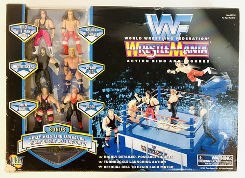 Vintage WWF Jakks 1997 Mini Wrestlemania Action Figures & Ring Set ...