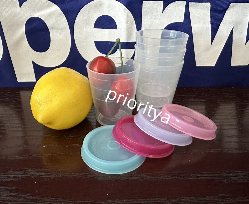 Tupperware Tupper Mini Midgets Container 2oz Set 4 Assorted Sheer Color ...