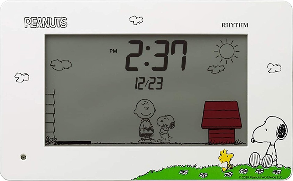 RHYTHM Peanuts Snoopy Digital Clock Alarm Calendar Desk White Funny ...
