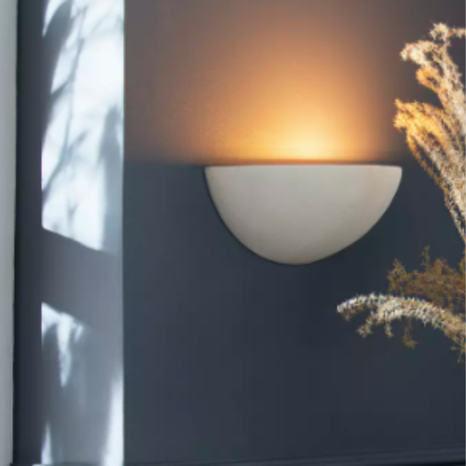 Ceramic Uplighter curved wall light paintable easy fit Home lighting ...